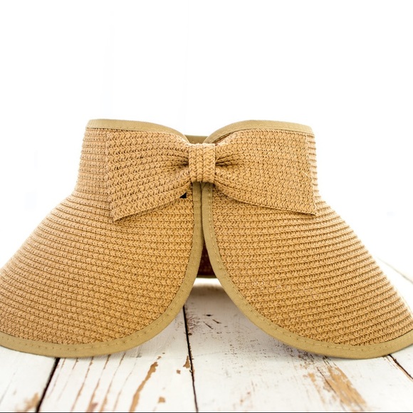 Accessories | Foldable Wide Brim Bow Visor | Poshmark